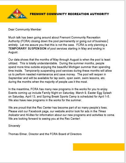 Fremont Community Recreation Authority - Fremont Community Recreation ...